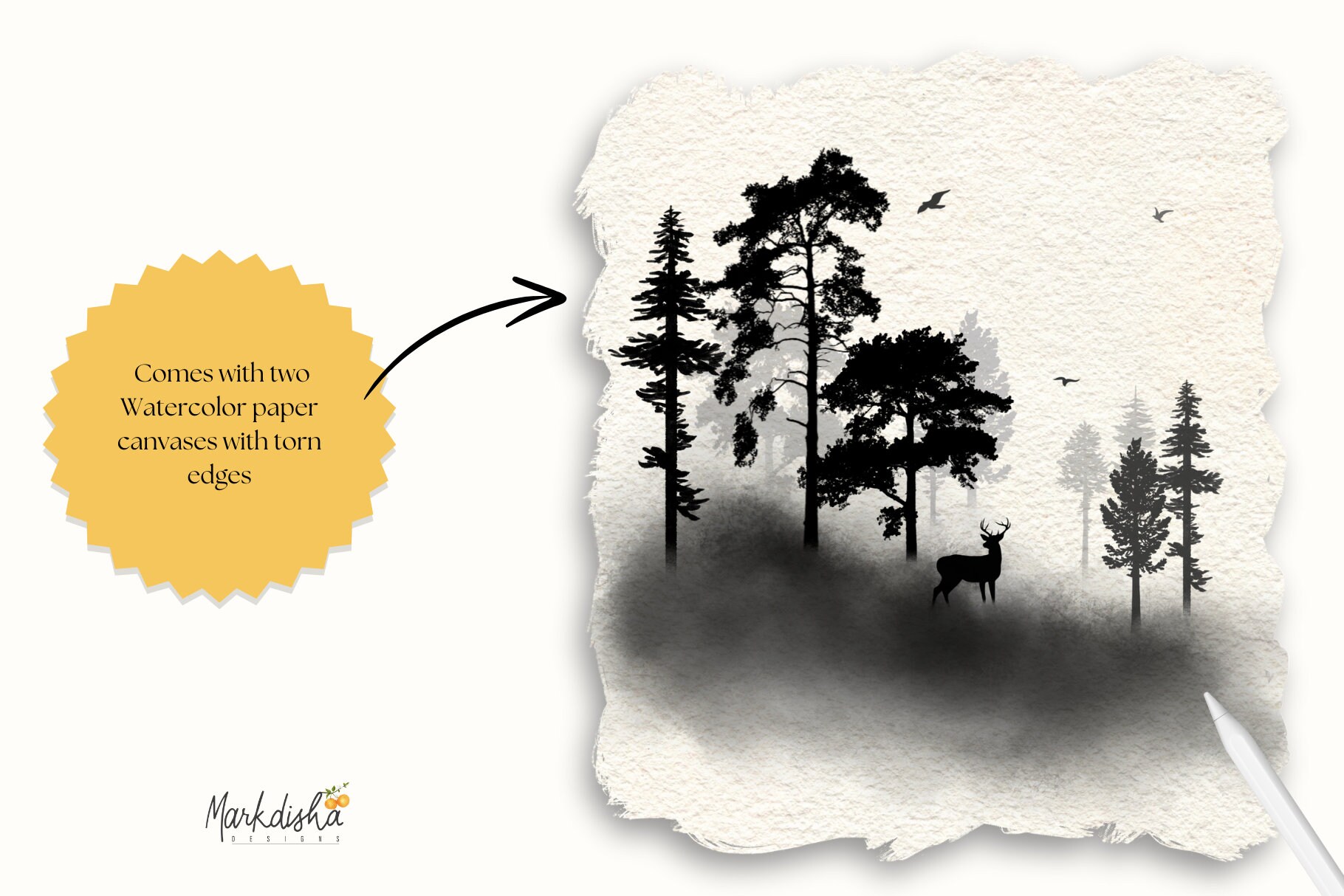 Procreate Enchanted Forest Brush Kit: Watercolor Canvas, Tree Stamps ...