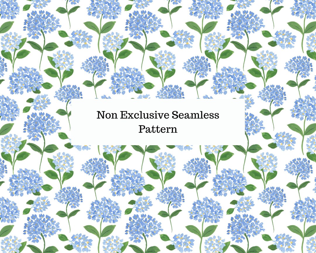 Hydrangea Seamless Pattern | Blue Floral Digital Paper | Watercolor ...