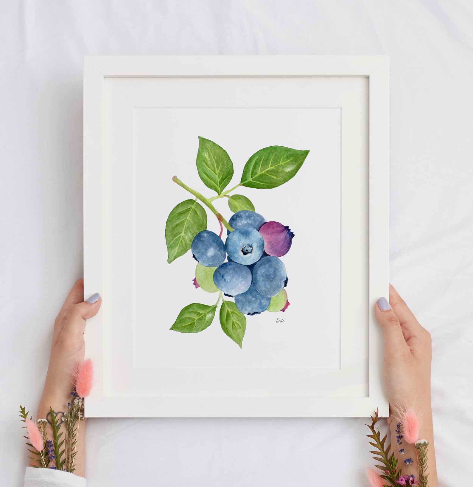 Watercolor Blueberry Art Print | Blueberries Art Print | Fruit Painting ...