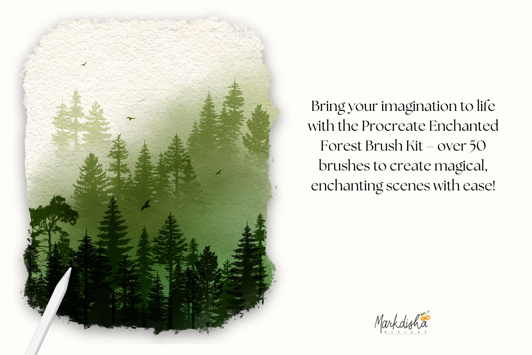 Procreate Enchanted Forest Brush Kit: Watercolor Canvas, Tree Stamps ...