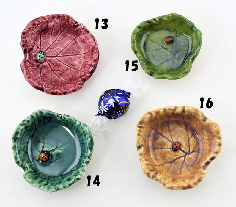 Tiny Real Kabocha Squash Leaf Imprinted Dish With Ladybug - Utility ...
