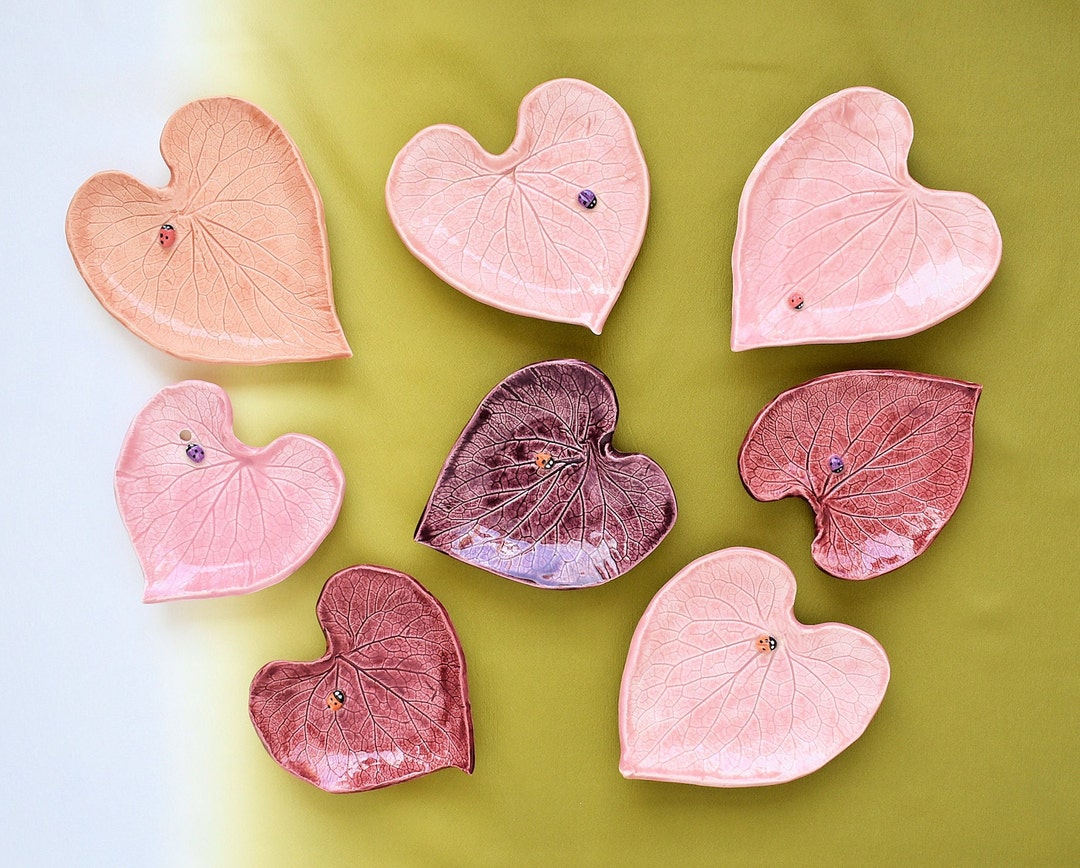 Big Pink Heart Heart Shaped Forget-me-not Leaf Imprinted - Etsy