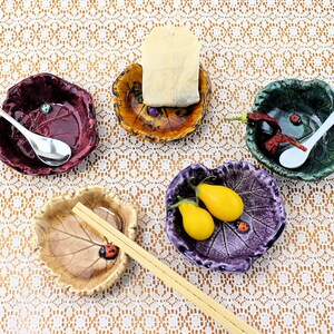 Tiny Real Kabocha Squash Leaf Imprinted Dish With Ladybug - Utility ...