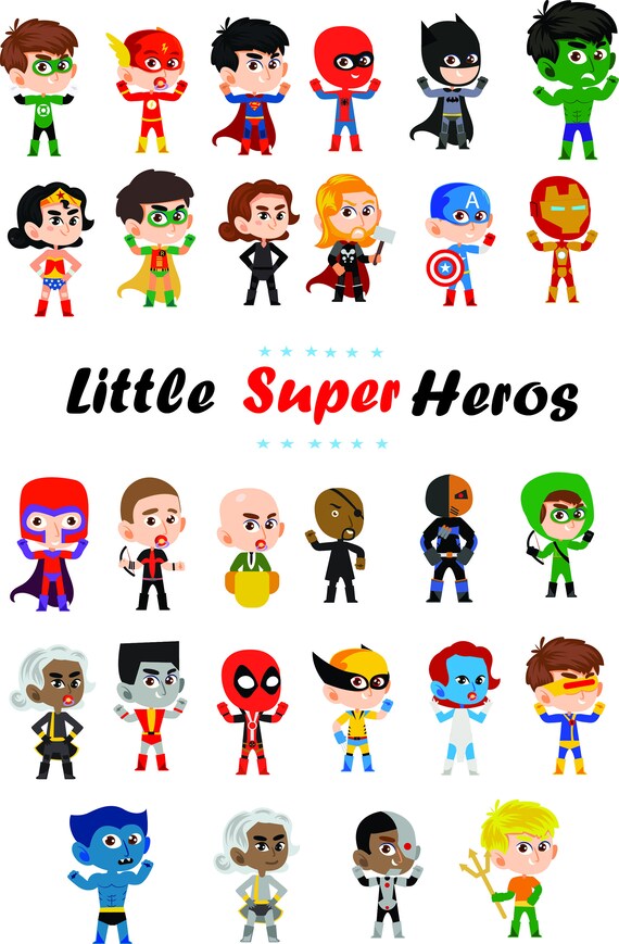 Marvel clipartLittle Superheros Digital Clip Art Boys | Etsy