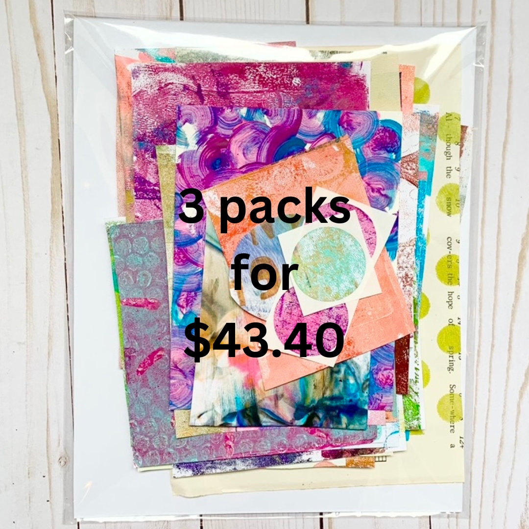 Set of 3 Large Painted Papers Collage Packs. - Etsy