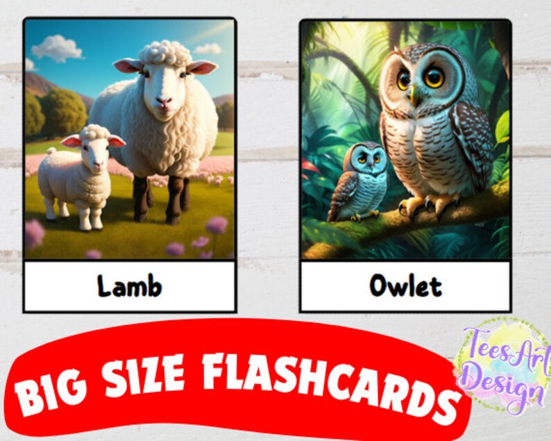 24 Baby Animals Flash Cards Match Baby Animals Instant Download Pdf ...