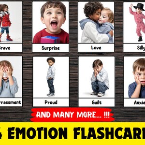 24 Photo Emotion Flashcards Printable Features Real Children Emotions ...