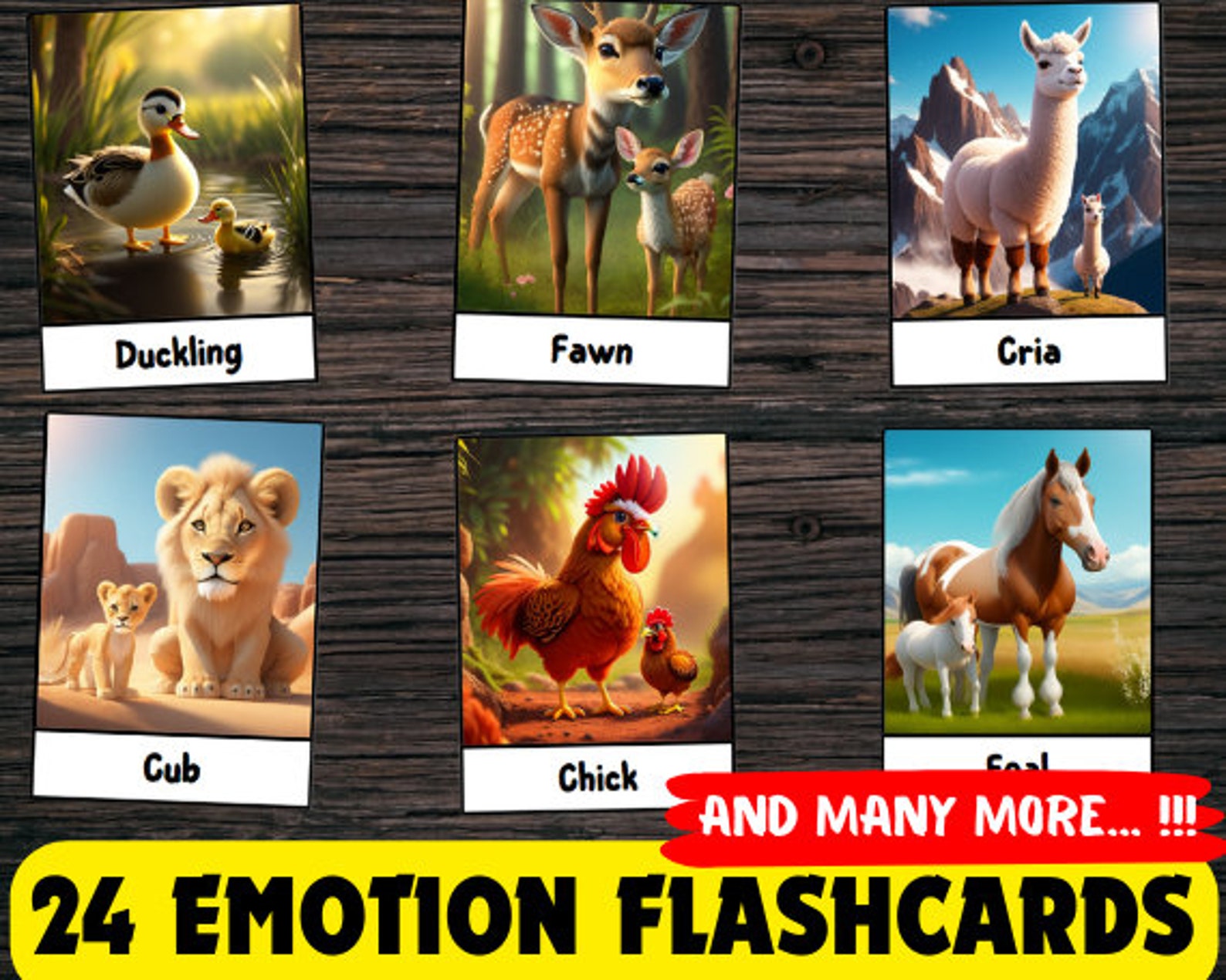 24 Baby Animals Flash Cards Match Baby Animals Instant Download Pdf ...