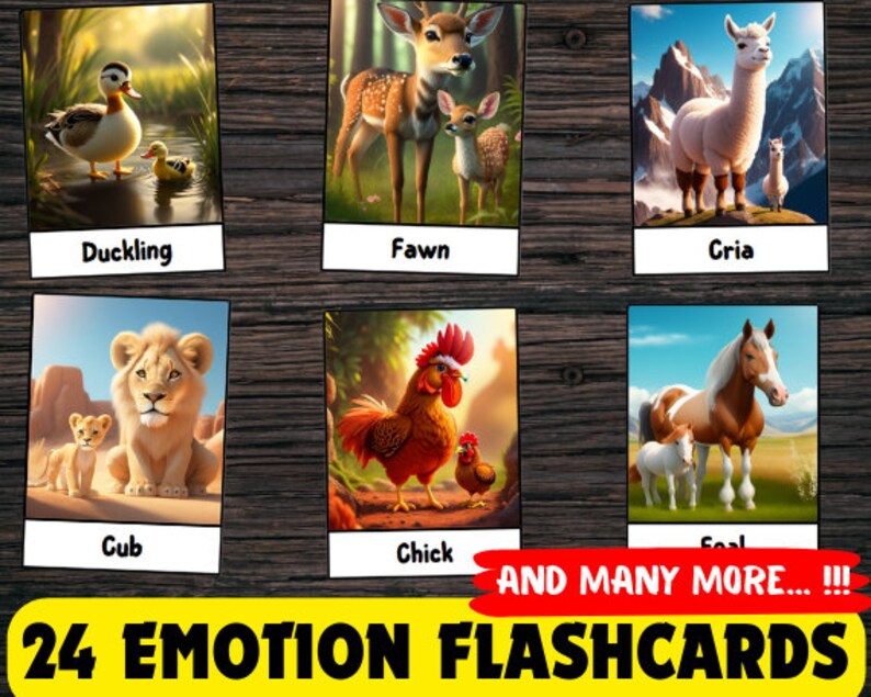 24 Baby Animals Flash Cards Match Baby Animals Instant Download Pdf ...