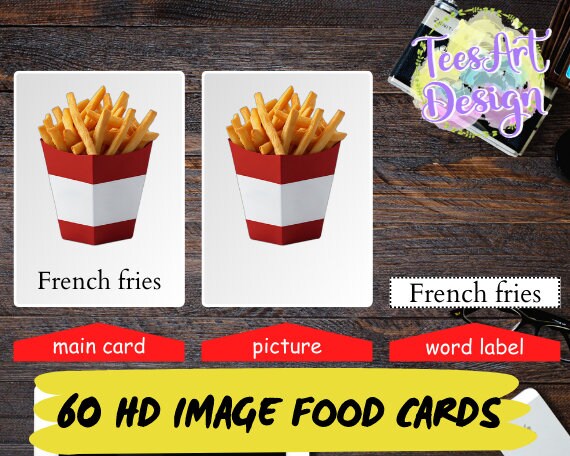 FIRST FOODS real Pictures 60 Editable Montessori Cards Flash Cards ...