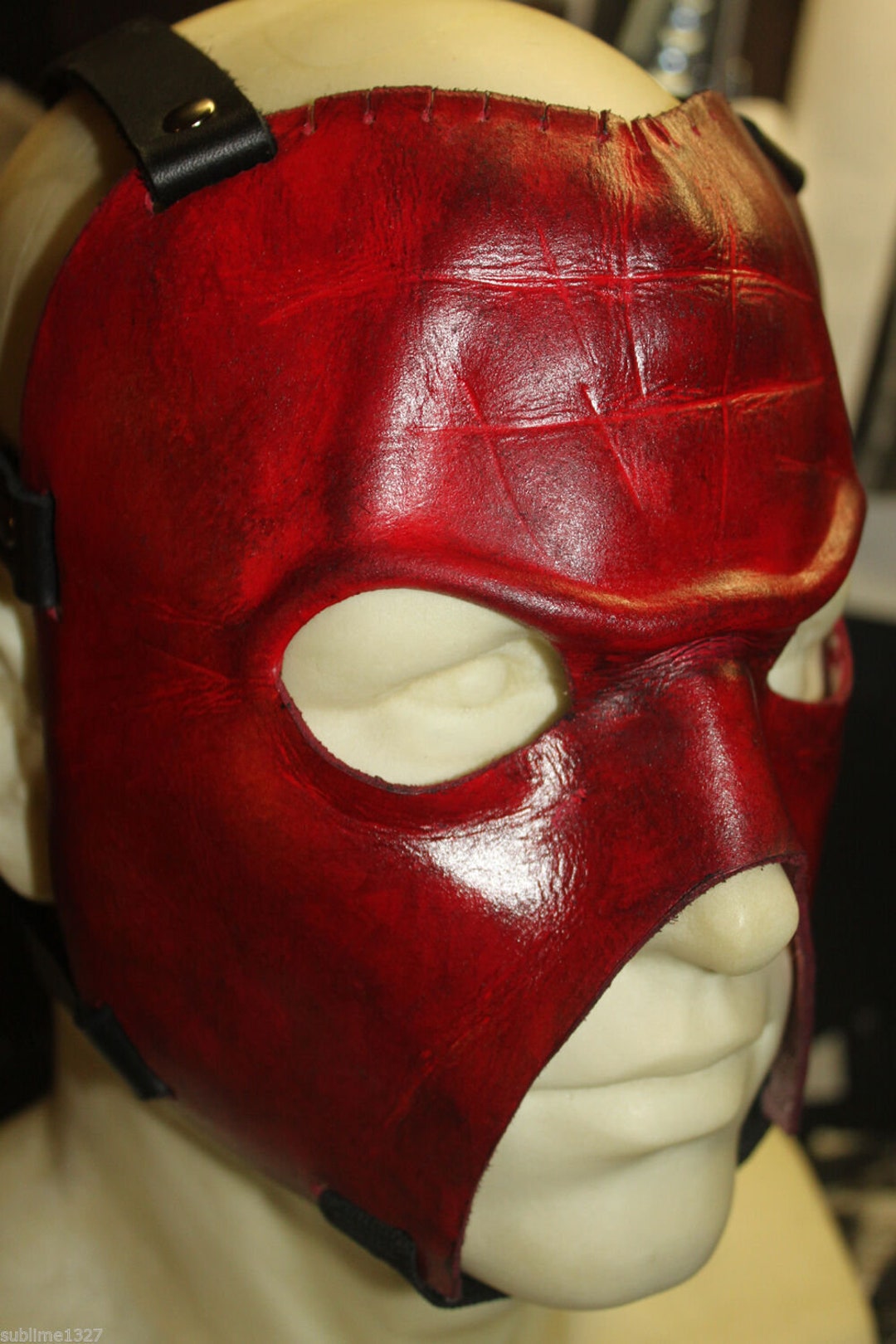 Wrestling Mask Handmade Leather Kane Prop Sublime1327 Halloween Prop ...