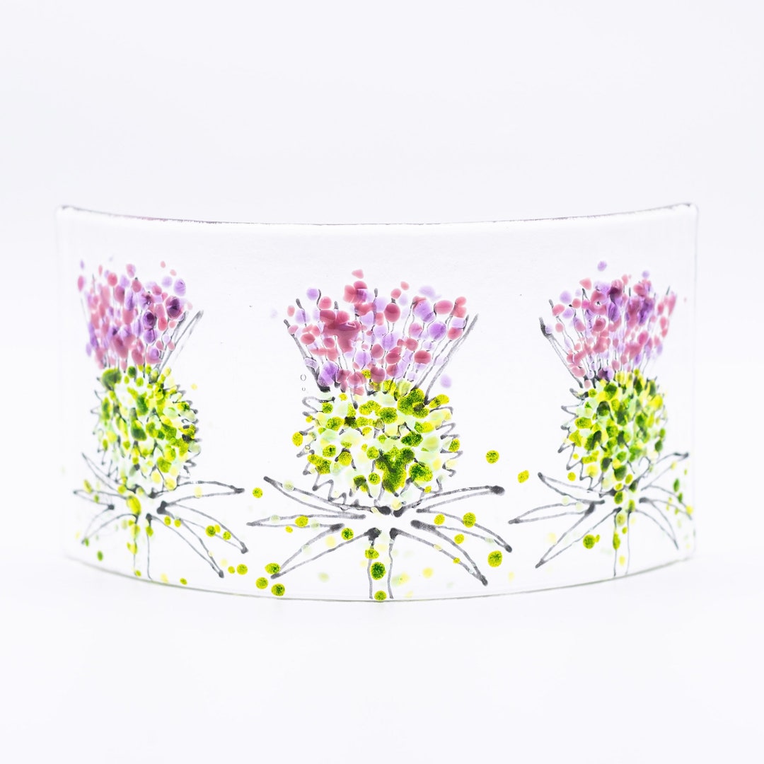 Small Thistle Fused Glass Panel - Etsy UK