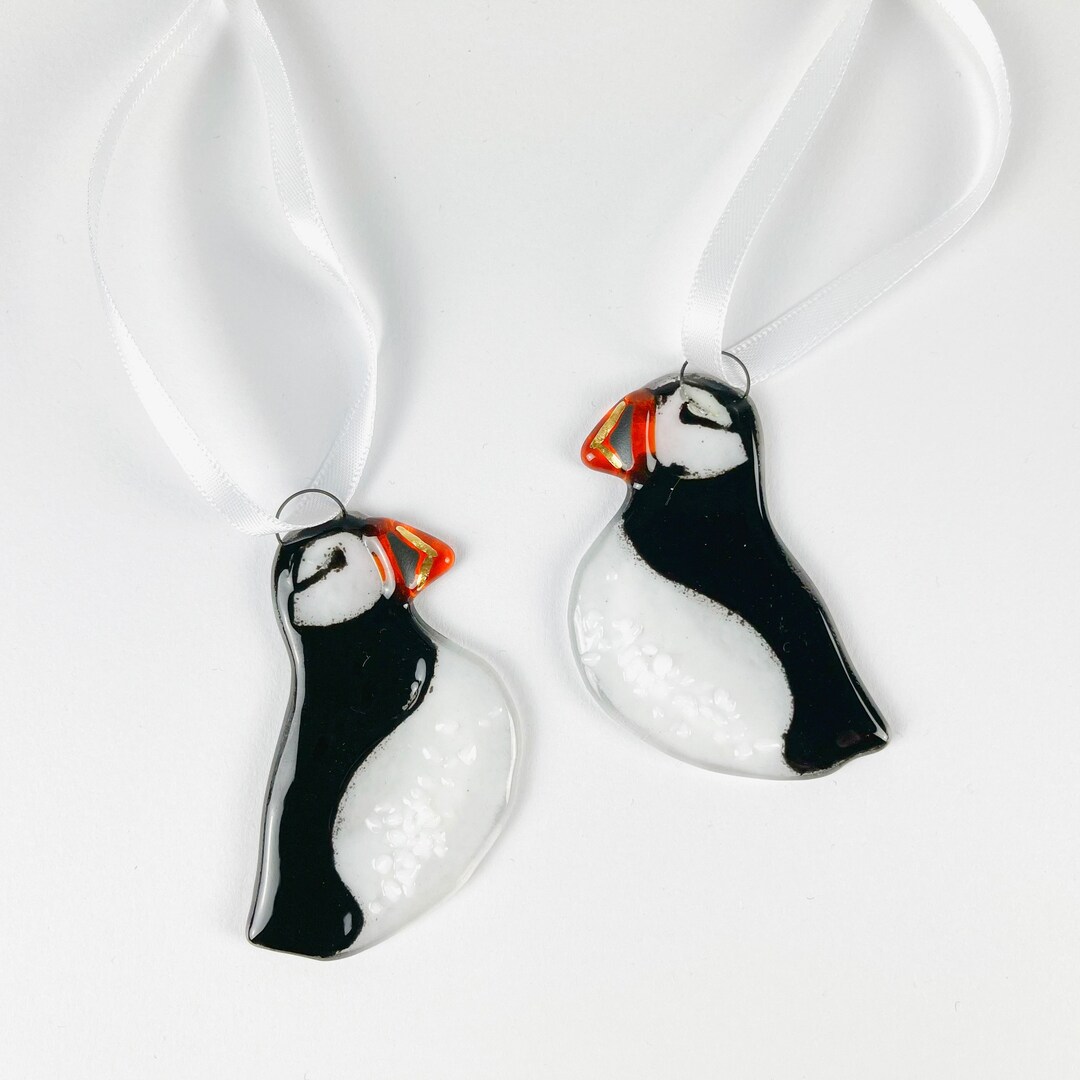 Puffin Fused Glass Decoration - Etsy UK