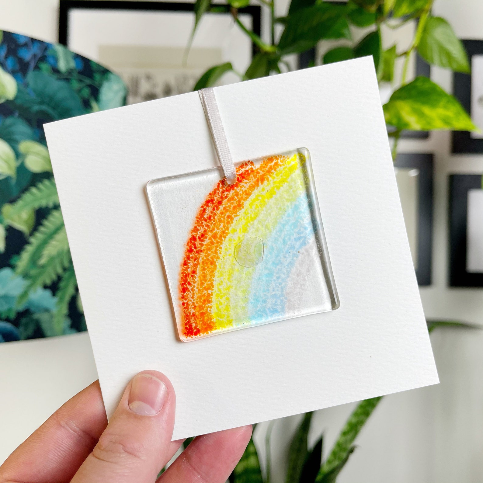 Rainbow Card with Detachable Fused Glass Decoration | Etsy