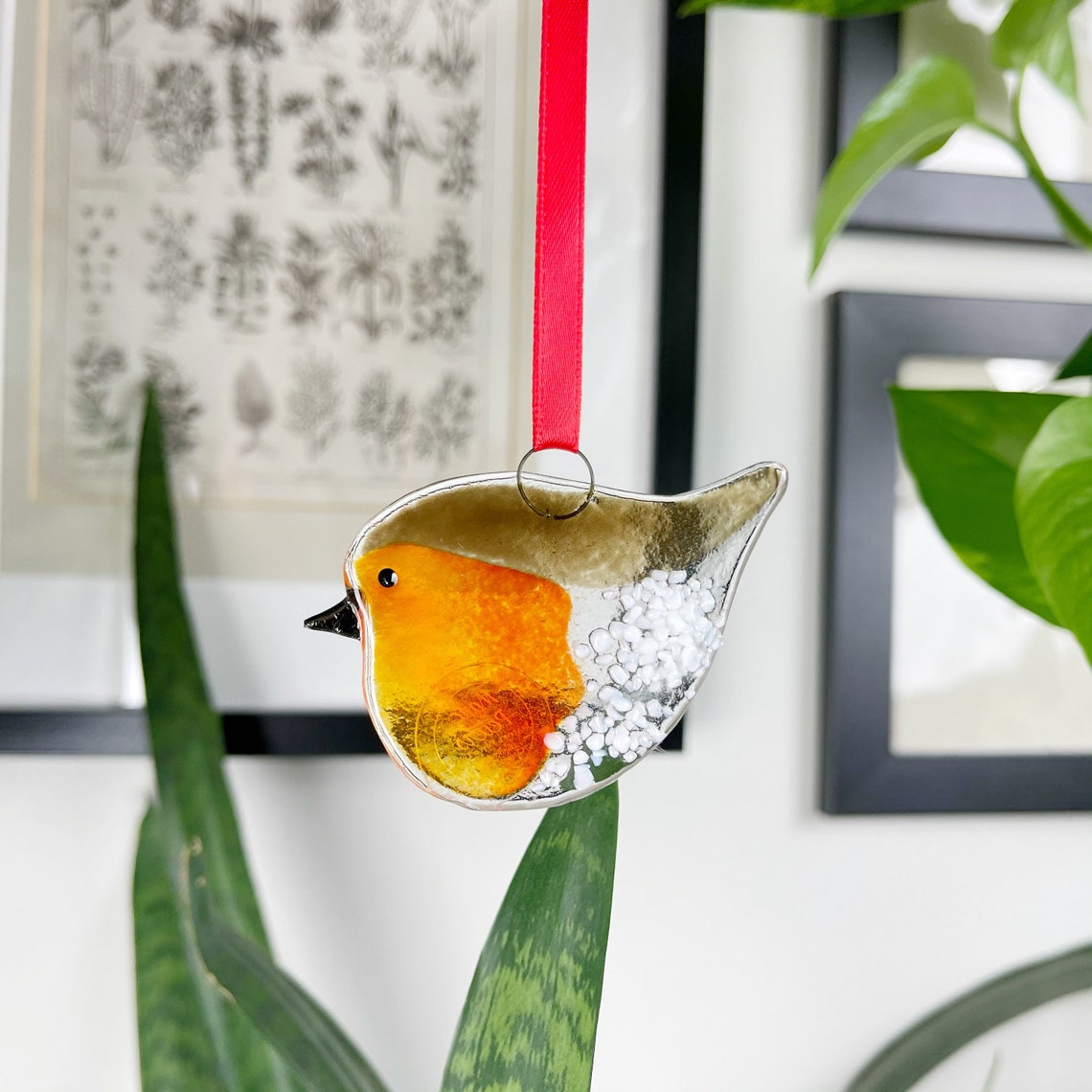 Wee Robin Fused Glass Decoration - Etsy