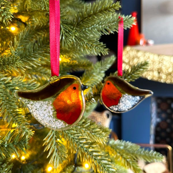Glass Robin Ornament - Etsy UK