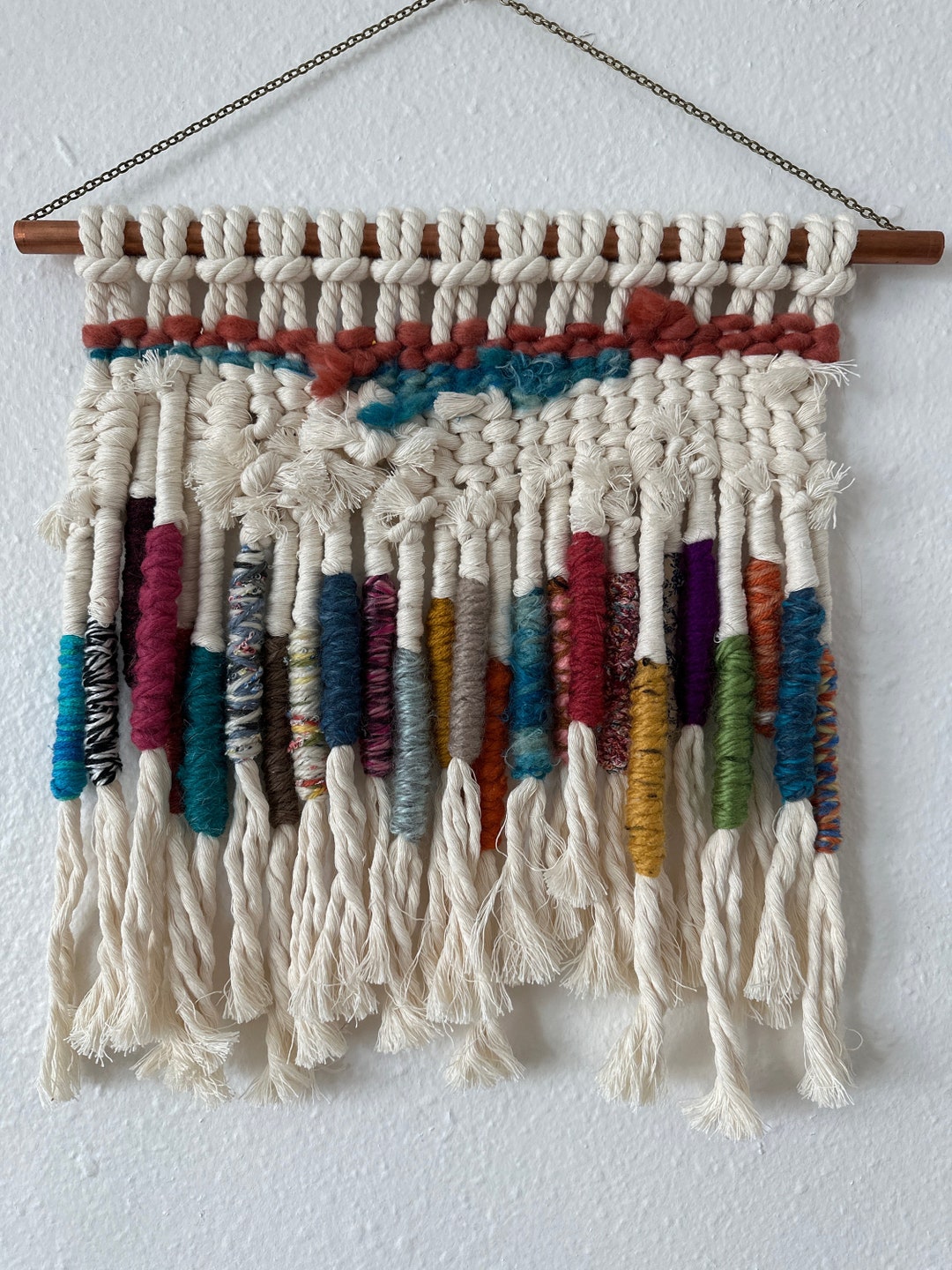 Boho Wrapped Rope Wall Hanging Weave Fiber Art - Etsy