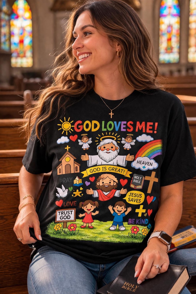 God Loves Me Child Drawing, Jesus Joy Shirt PNG, Child of God, Children ...