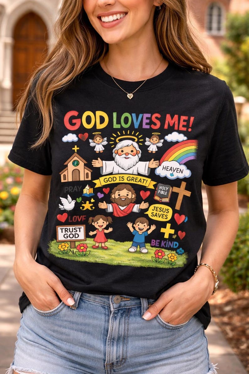 God Loves Me Child Drawing, Jesus Joy Shirt PNG, Child of God, Children ...