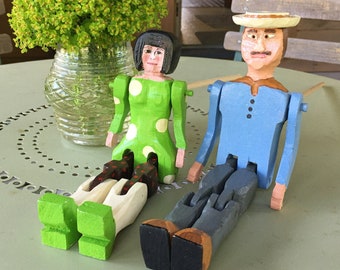 Wooden Limberjack Jig Doll Toy, Folk Art, Jointed, Dancing, With Dowel ...