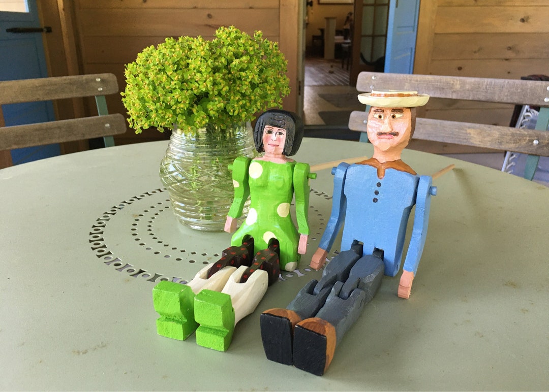 Traditional Wooden Dancing Jig Doll Limberjack Sweet Couple | Painted ...