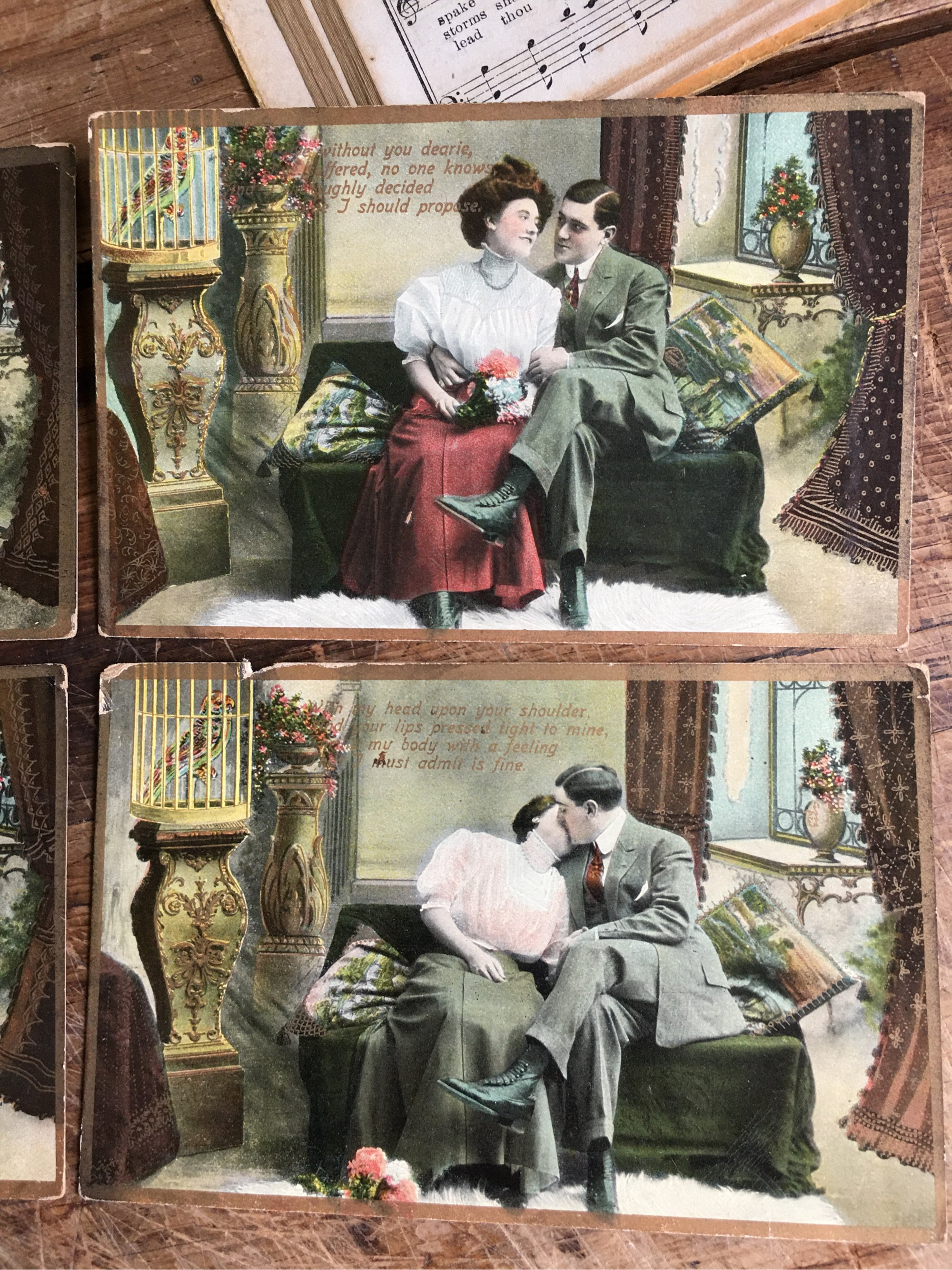 Vintage Romance Sequence 6 Postcards | 1910s Lovers Postcards | Antique ...