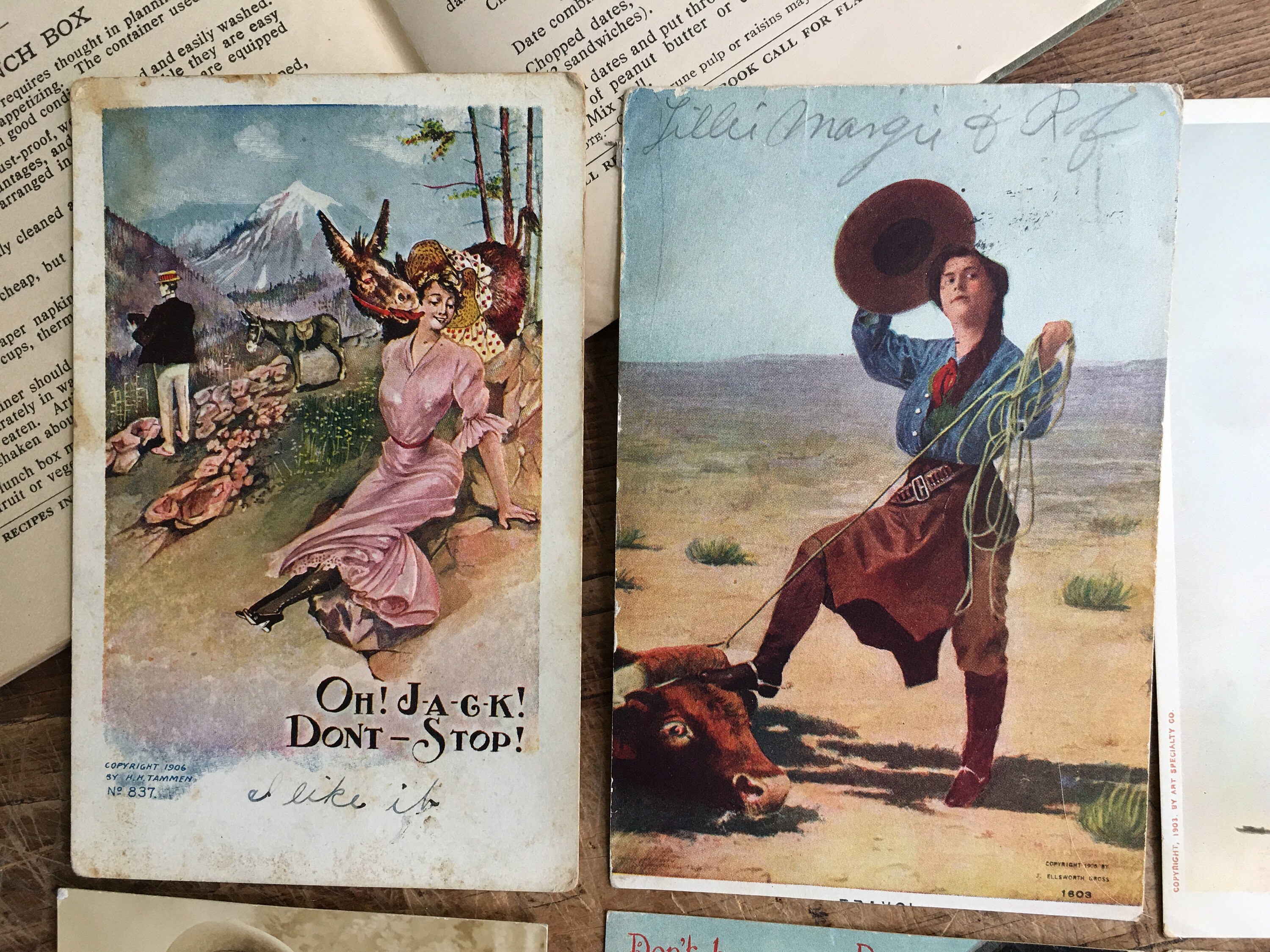 Vintage COWGIRLS 6 Real Postcards 1910s Postcards Antique Romance ...