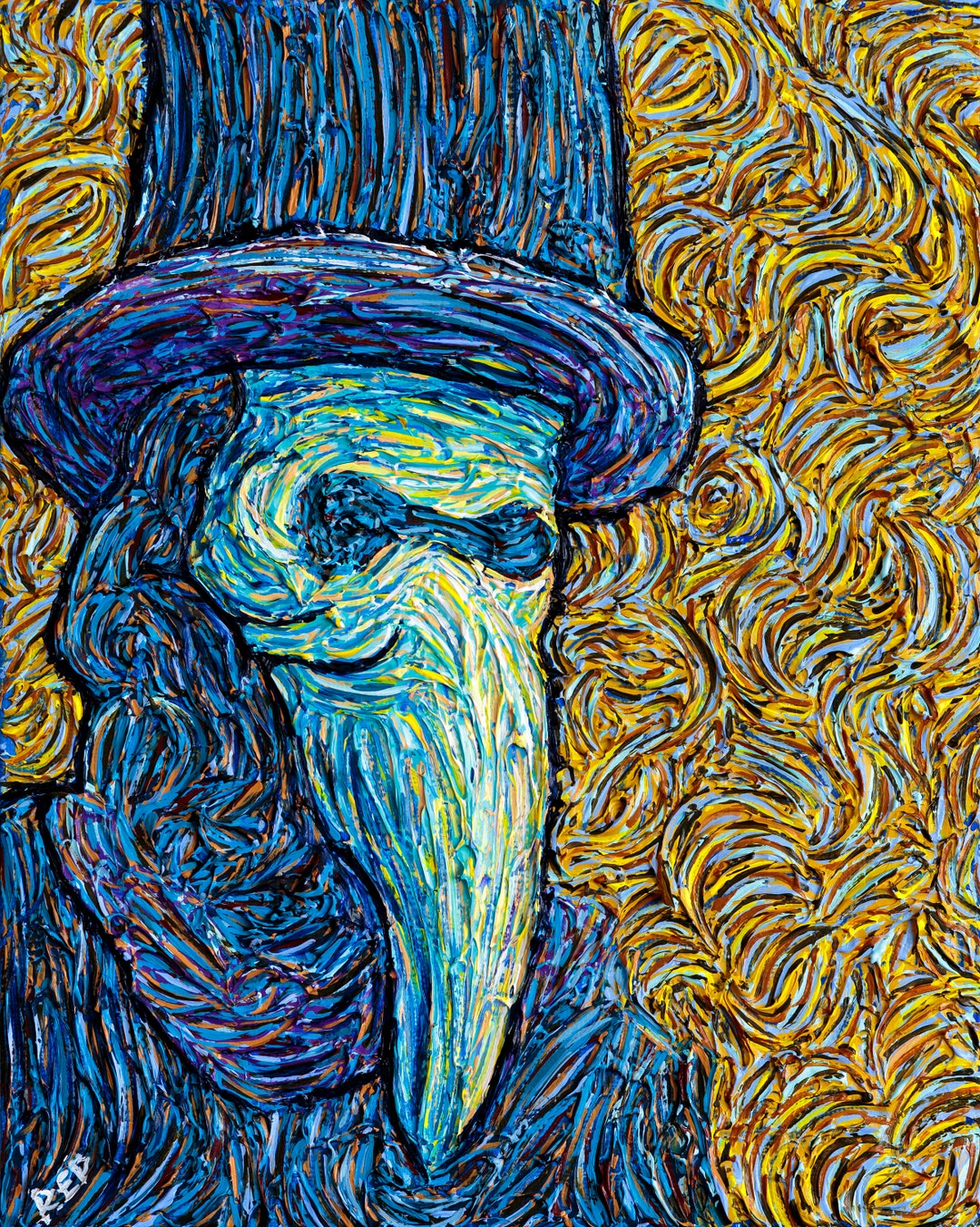 Blue Death Plague Doctor Impressionist Medieval Van Gogh Art Painting ...