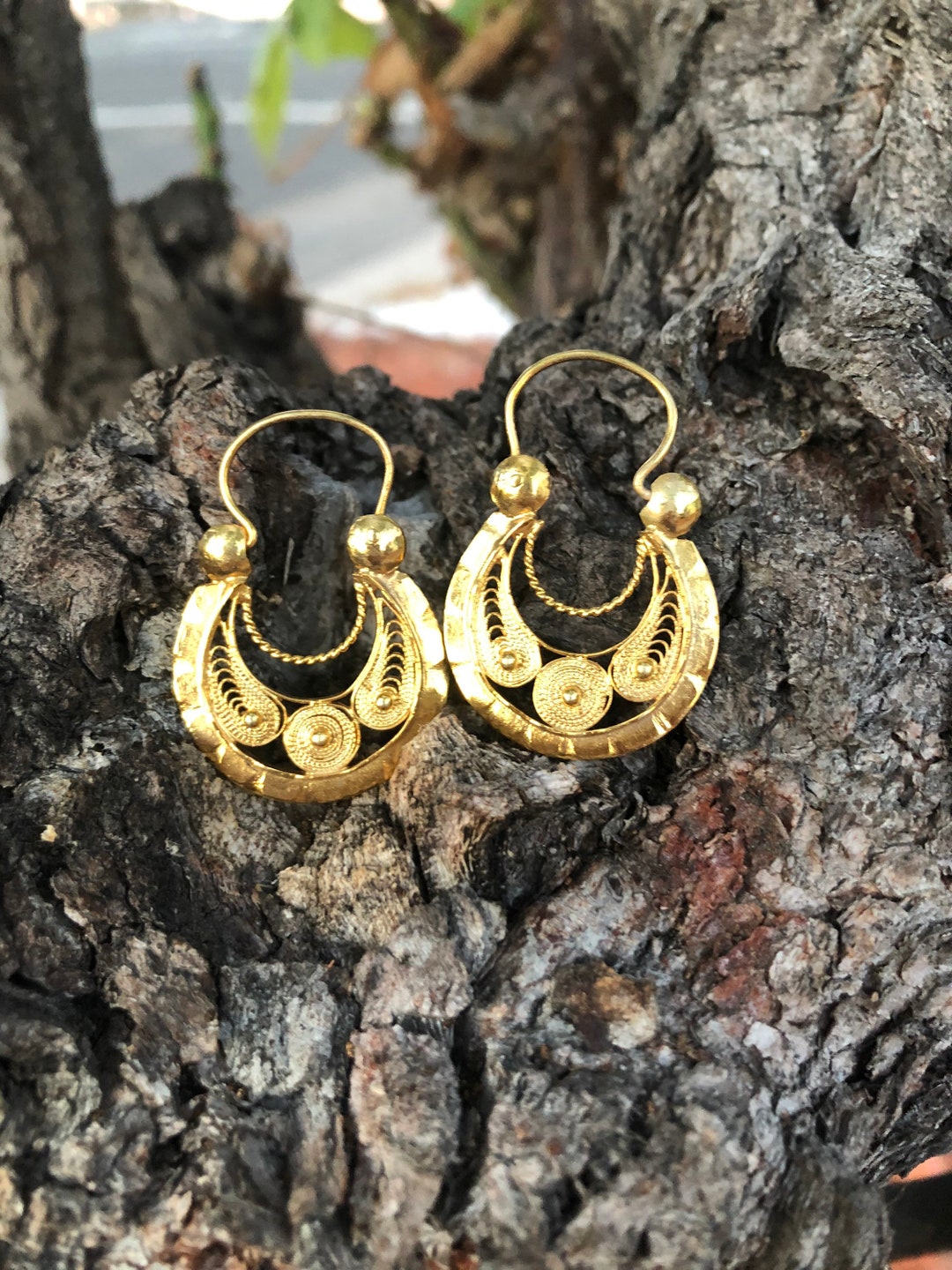 Oaxaca Arracadas Filigree Hoops Gold Plate Over Sterling - Etsy