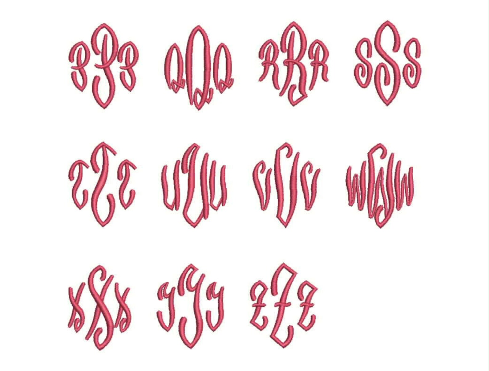 End Scroll Monogram Embroidery Font / BX Font / End Scroll | Etsy