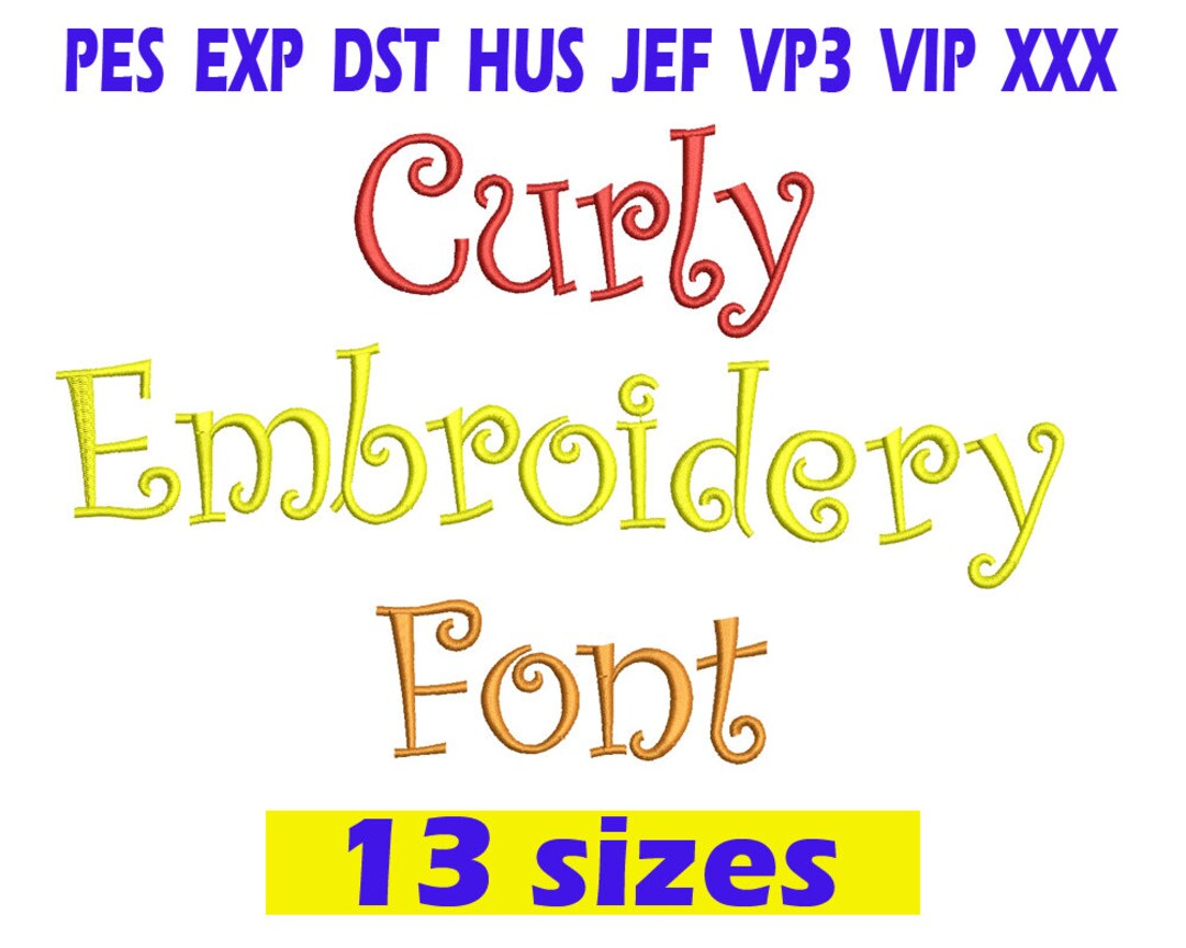 Curly Embroidery Font / Curly Font Embroidery Design/ INSTANT Download ...