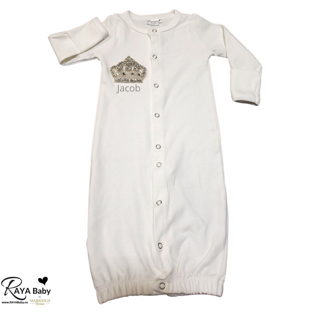 Brit Milah Crown Gown With Name or Initials Embroidered - Etsy