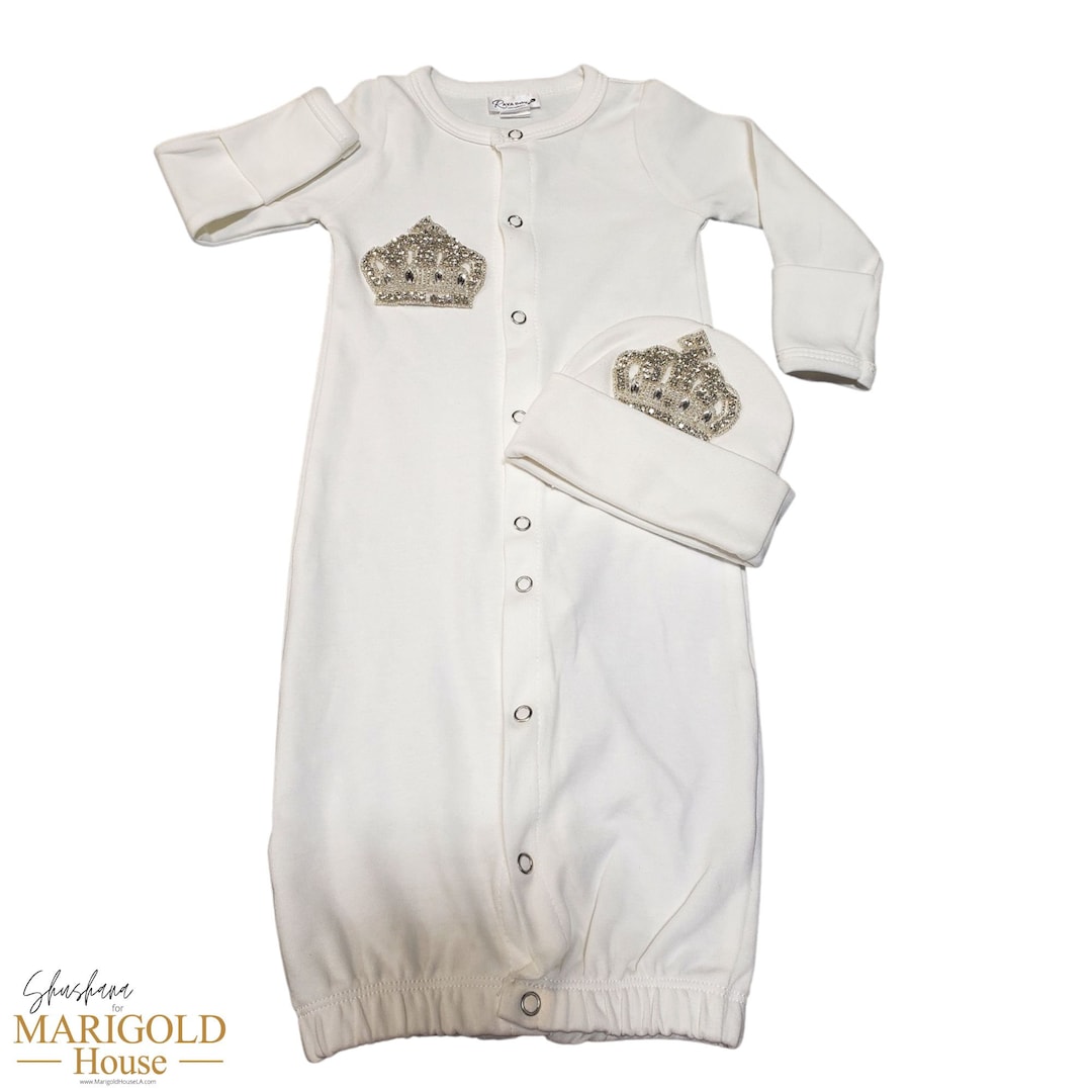Baby Gown Brit Milah Gown Converter With Silver Crown & Hat | Jewish ...