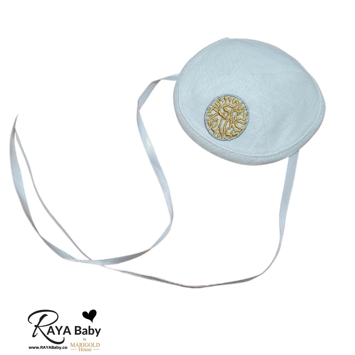 Shema Design Baby Kippah, White Linen | up to Age 5 Kippah With Clip ...