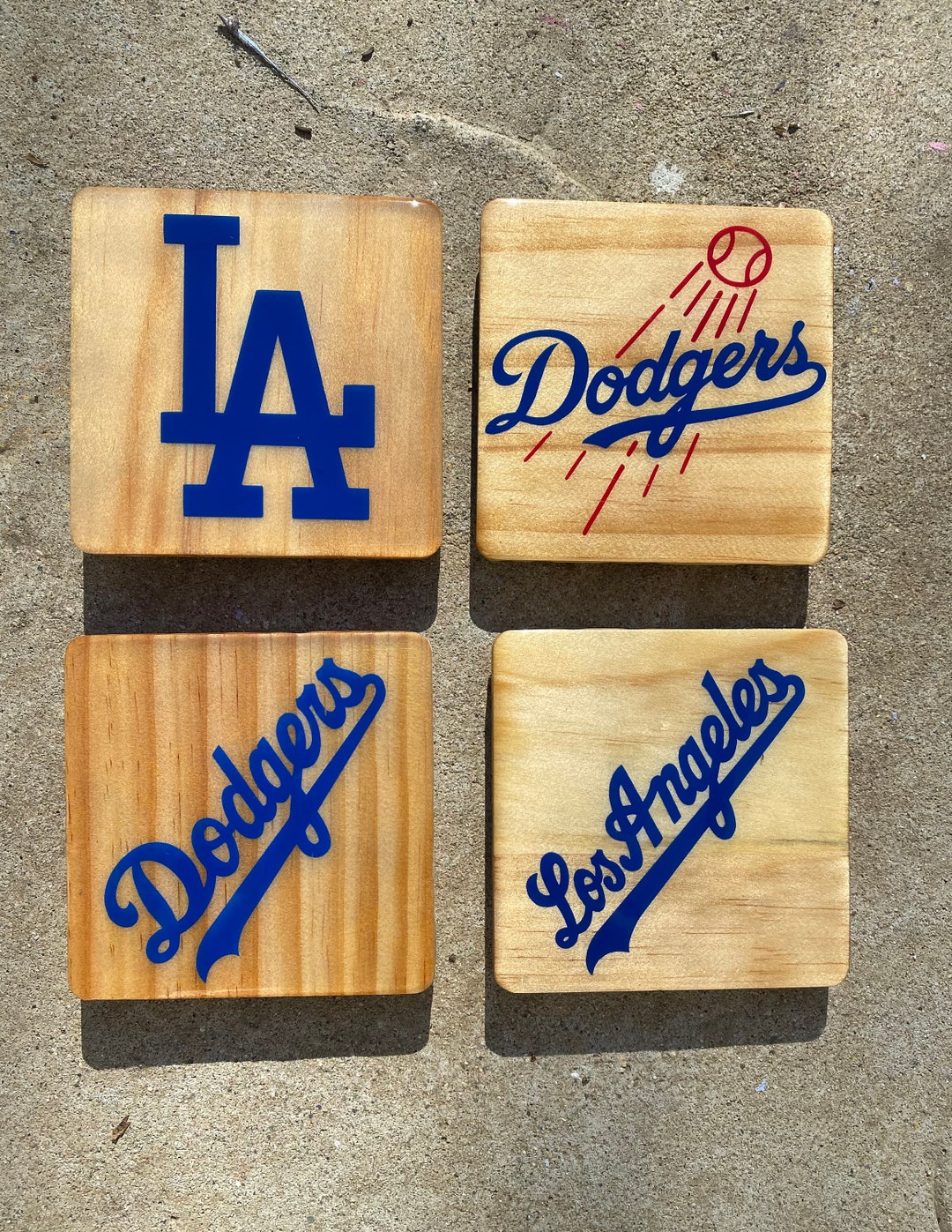 Custom Wood Drink Coasters Dodgers Set - Etsy