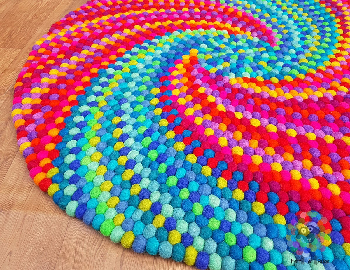 Felt Ball Rugs 90 Cm 250 Cm Spiral Rug 100 % Wool Imported | Etsy