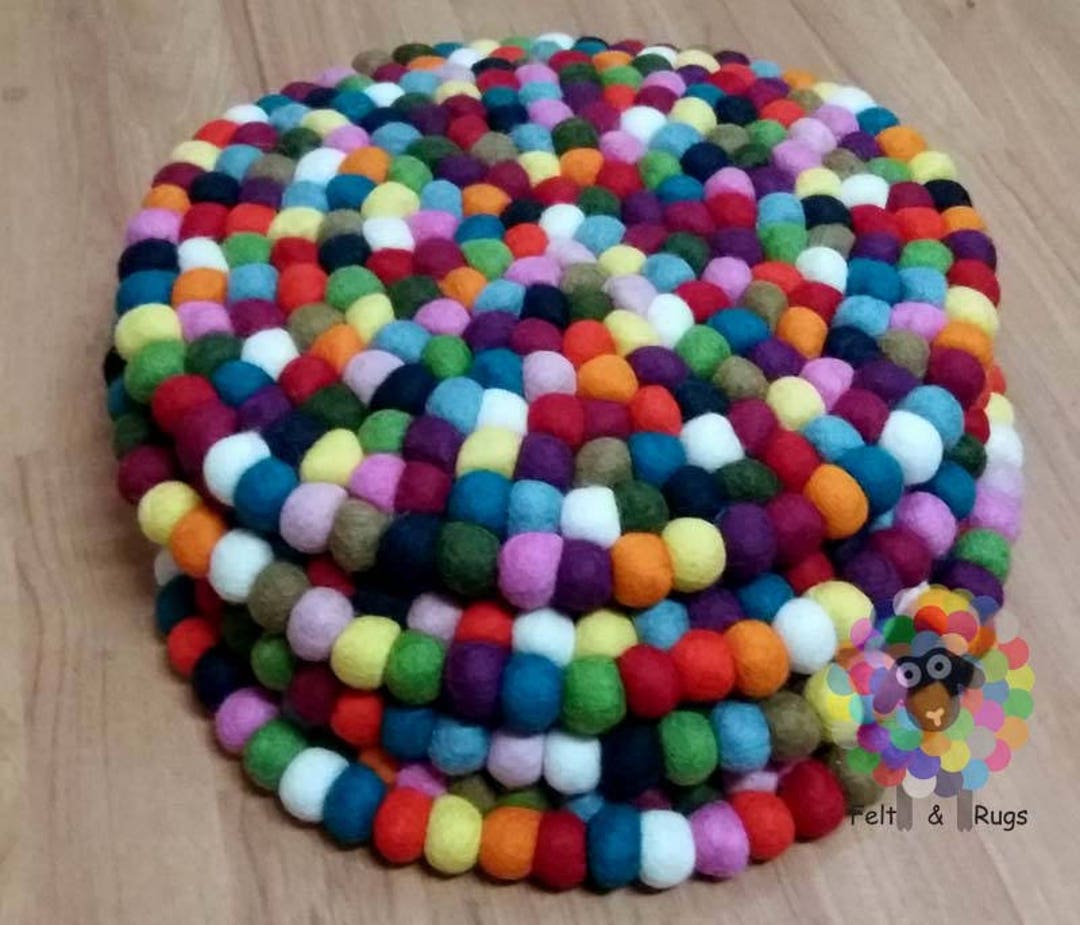 Round Felt Ball Chair Mat Set of 4 Pcs. Size 36 Cm Each. 100 % Wool - Etsy