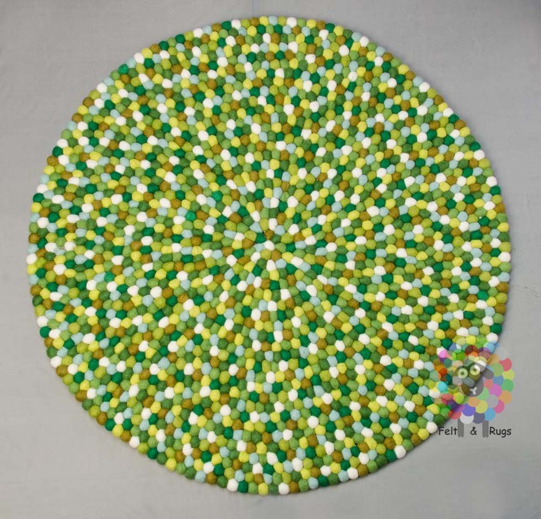 Round Felt Ball Rug. Nursery Pom Pom Wool Rug . 100 % Wool - Etsy