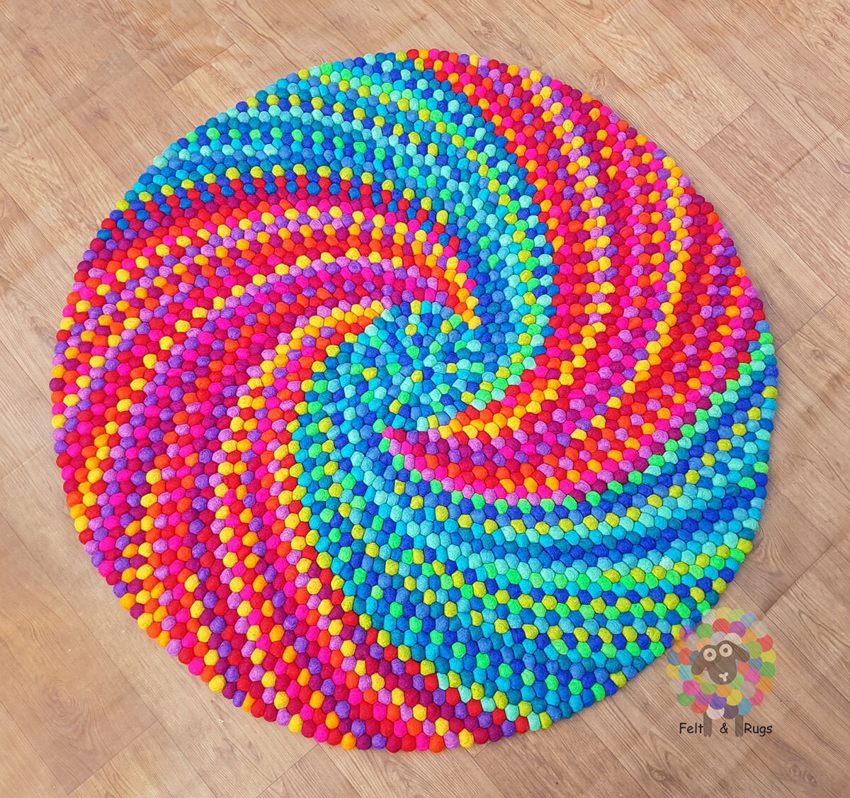 Felt Ball Rugs 90 Cm 250 Cm Spiral Rug 100 % Wool Imported | Etsy