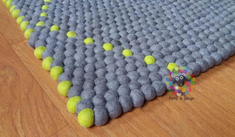 Rectangle Felt Ball Rugs / Symmetric Pattern. 100 % Wool - Etsy