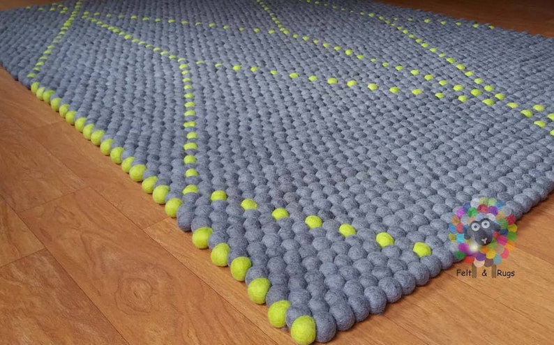 Rectangle Felt Ball Rugs / Symmetric Pattern. 100 % Wool - Etsy