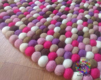 Felt Ball Rugs. Nursery Pom Pom 100 % Wool Nepal Rug free | Etsy