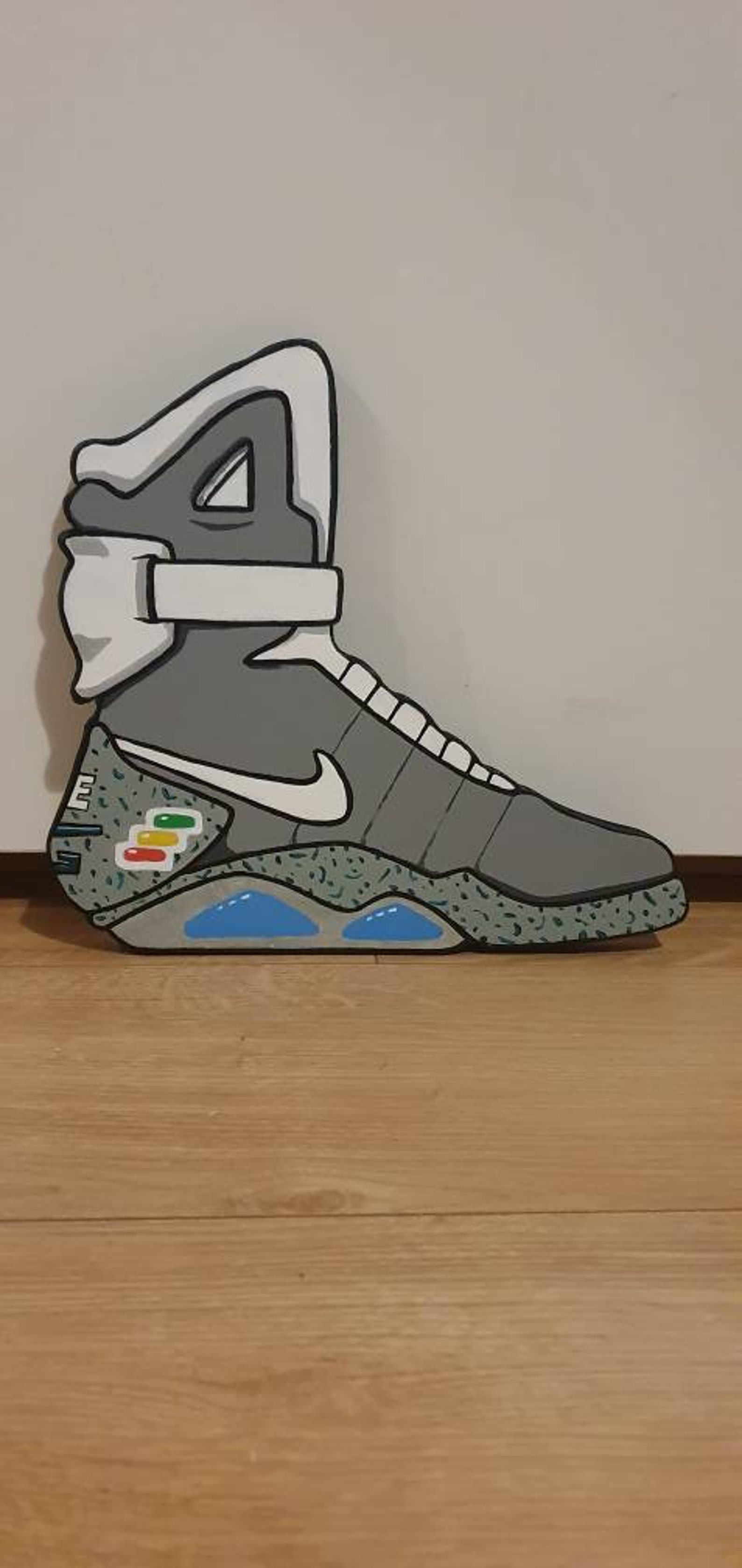 Nike mag wood cut out painting from backto the future | Etsy
