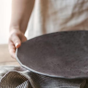 Hand Built Ceramic Platter, Contemporary Black Farmhouse Countertop ...