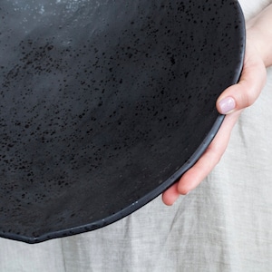 Large Handmade Black Stoneware Platter, Dining Centerpiece Tray - Etsy