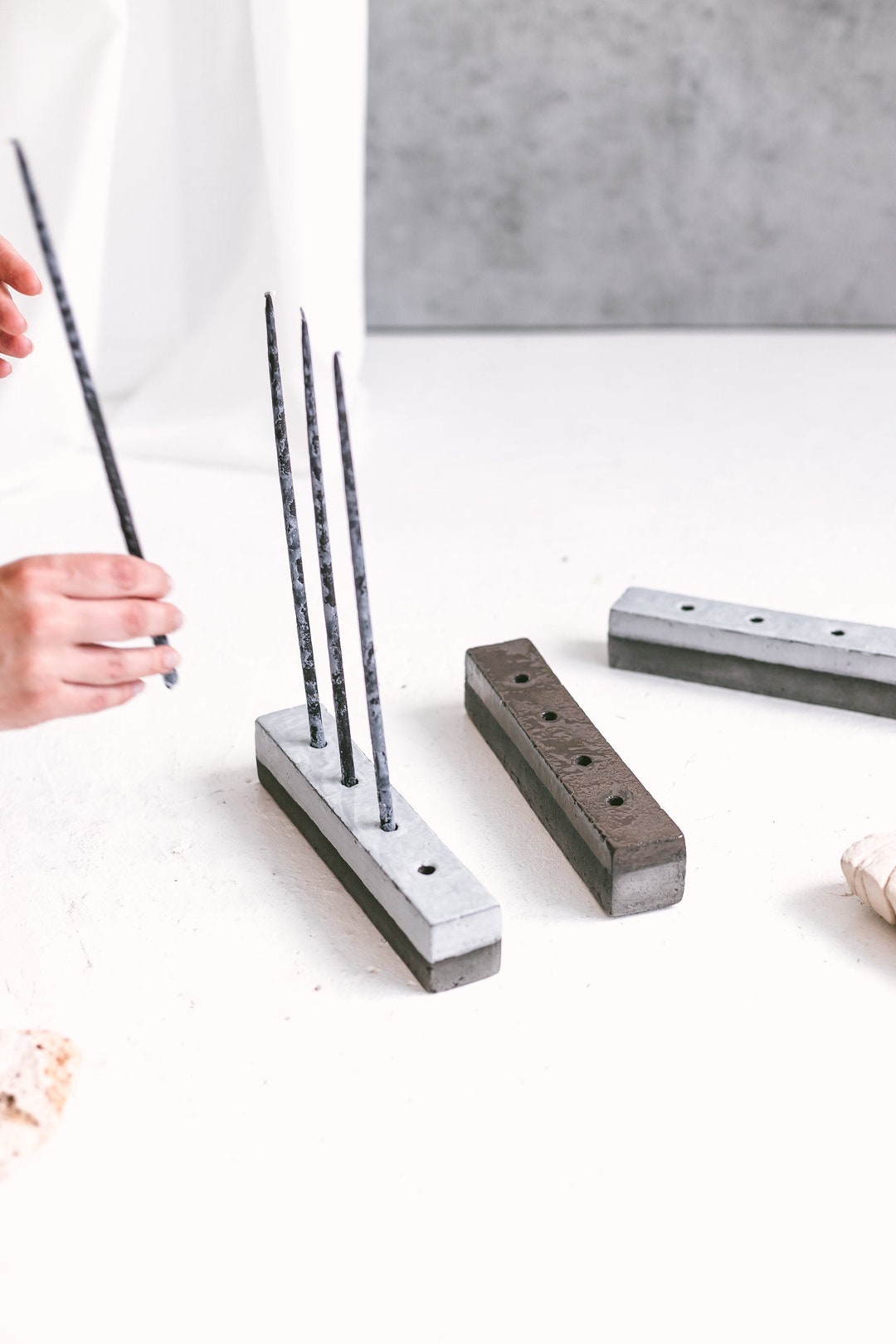 Pottery 4 Candle Holder Rectangle, Handmade Stoneware Rectangular ...