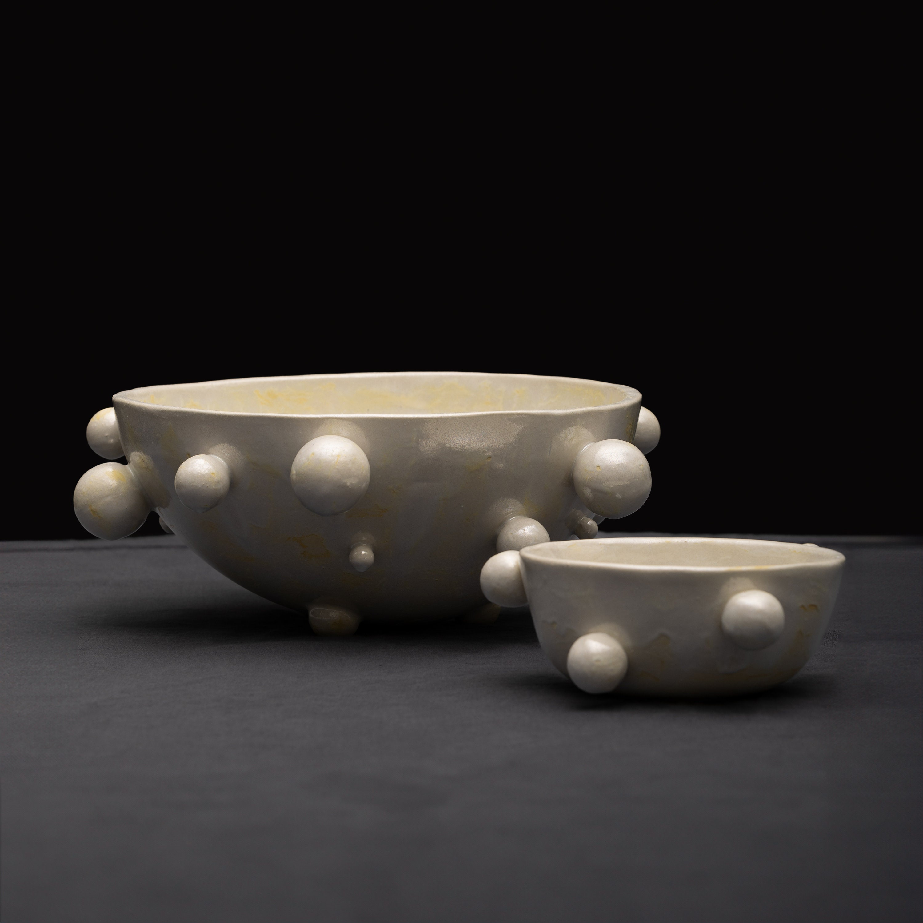 Ceramic Bowl With Bubble Decor, Small Pearl White Decorative Bowl ...