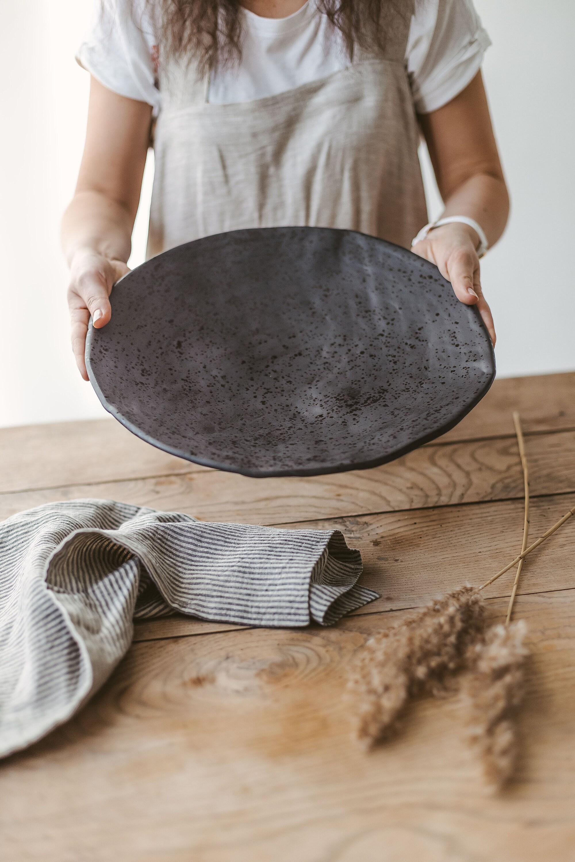 Big Contemporary Ceramic Platter Large Serving Plate Xl - Etsy Canada