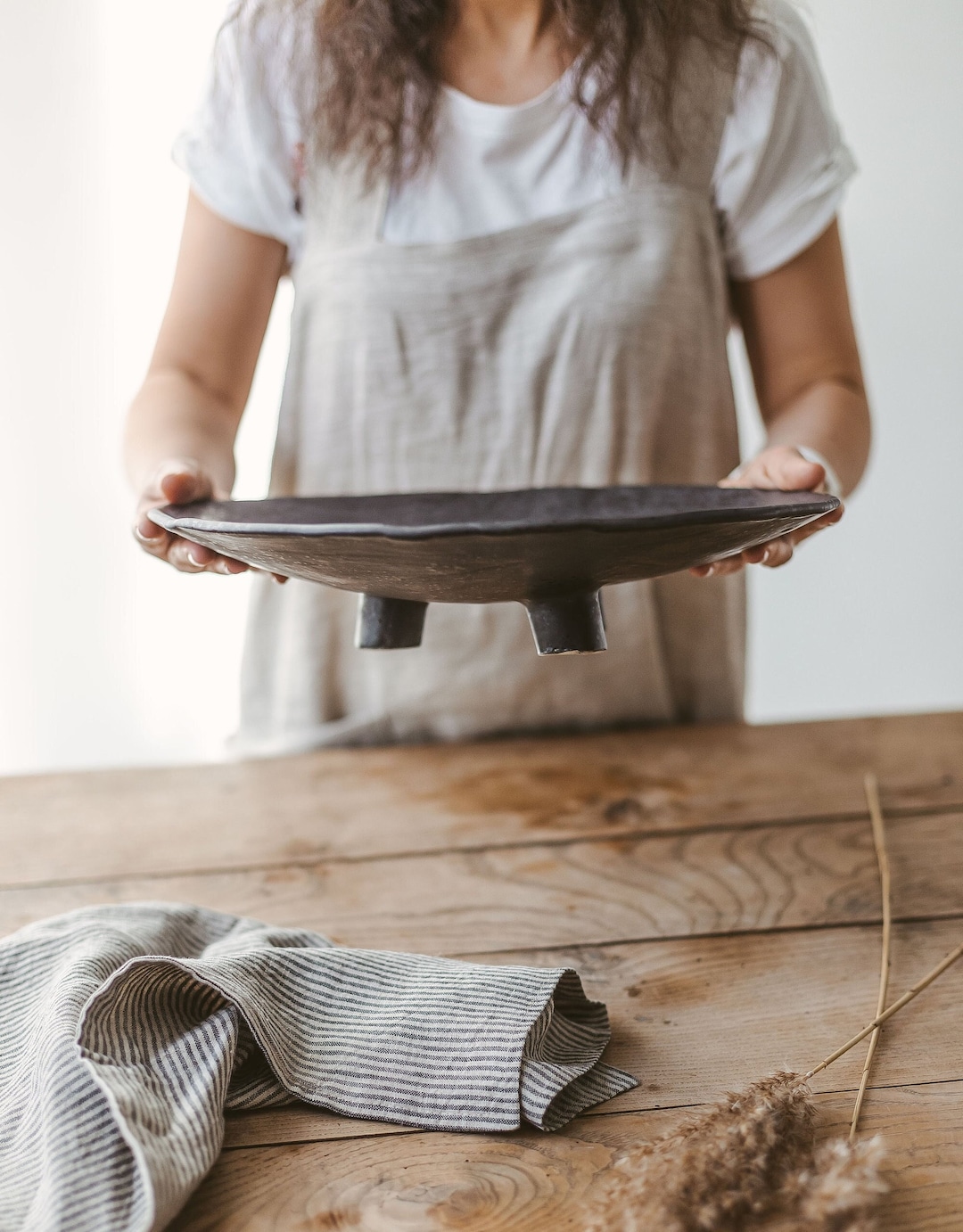 Home Decor Platter, Contemporary Black Farmhouse Countertop Bowl, Large ...