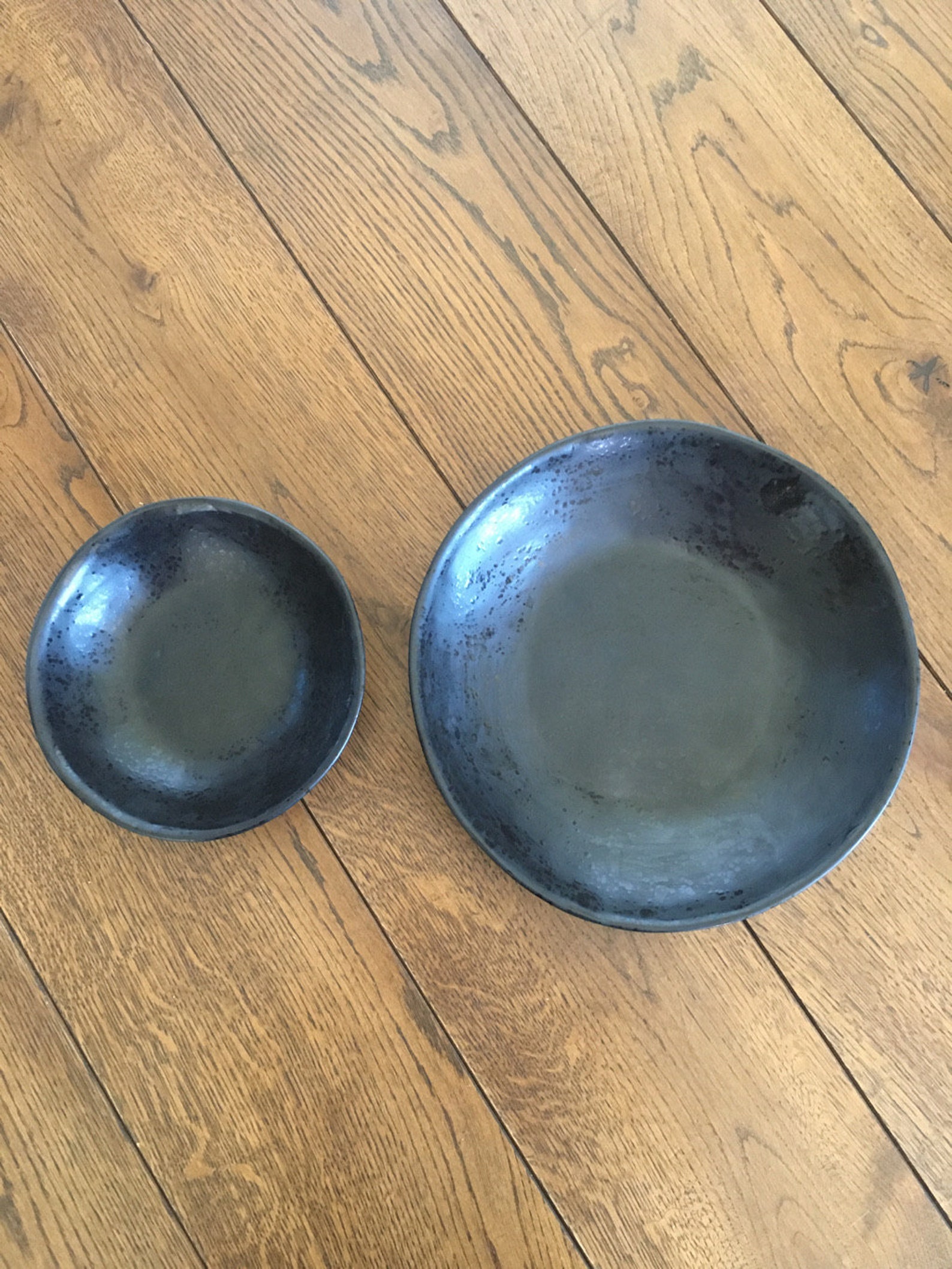Handmade Dinner Bowl Black Raised Edge Plate for Salad Wide | Etsy